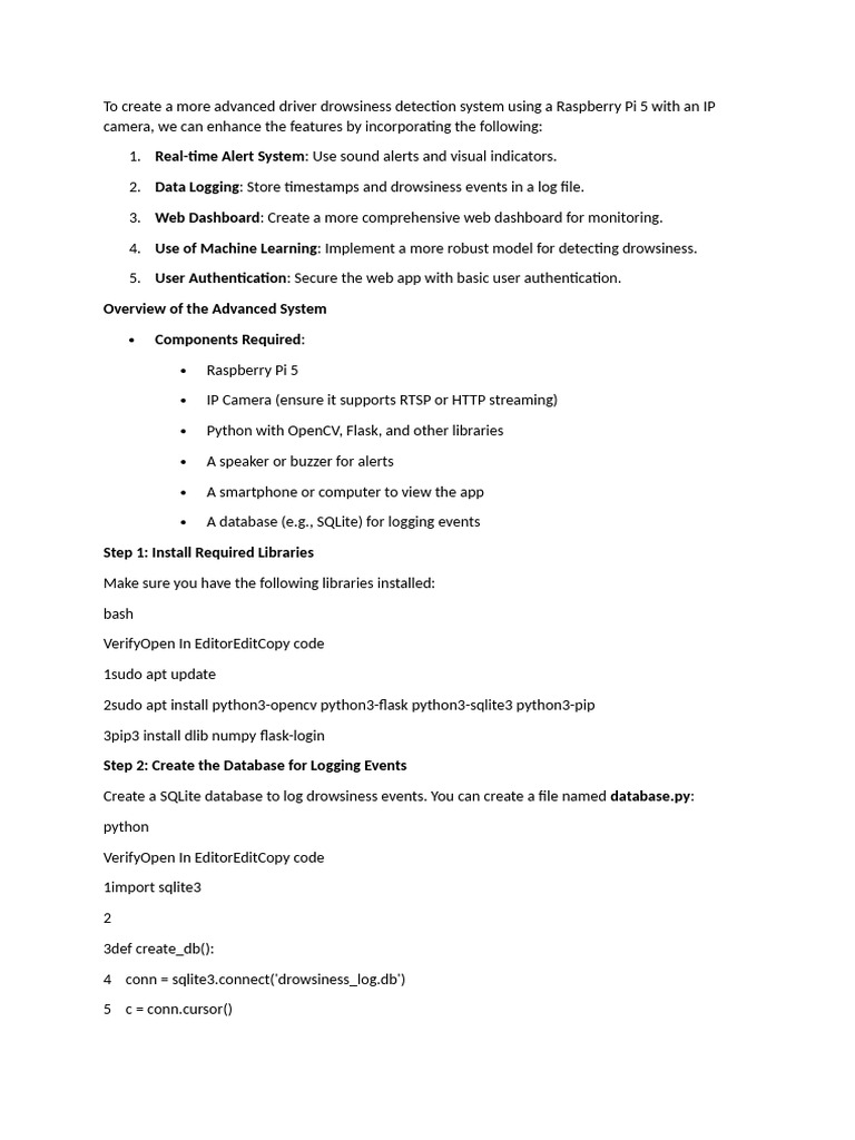 To Create A More Advanced Driver Drowsiness Detection System Using A Raspberry Pi 5 With An Ip