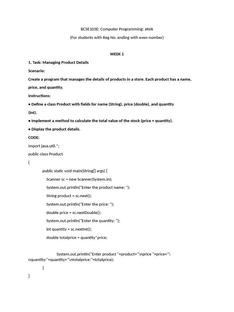 Bcse103e Week1 Lab Pdf String Computer Science Integer Computer Science