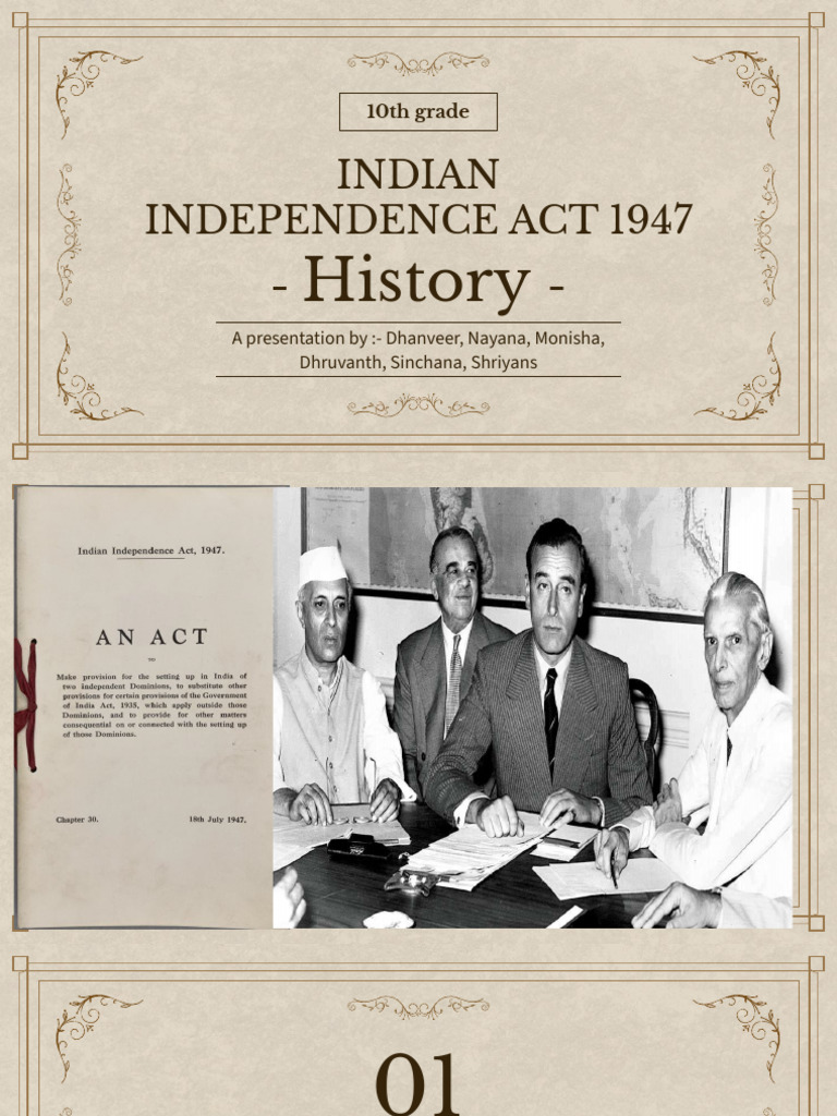 INDIAN INDEPENDENCE ACT 1947 - History - 10th Grade | PDF | Partition ...