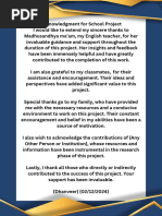 Acknowledgement For English Project | PDF | Gratitude | Learning