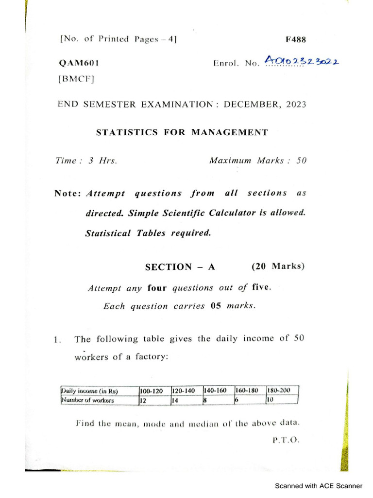 1st Sem Papers | PDF