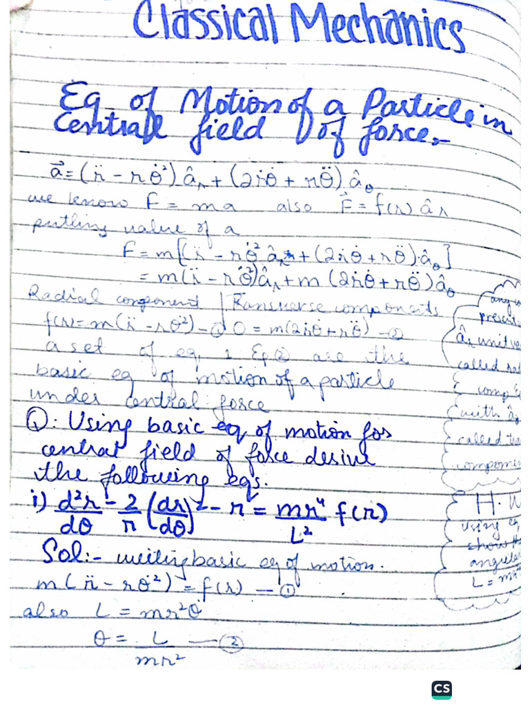 Equation of motion classical Mechanics | PDF