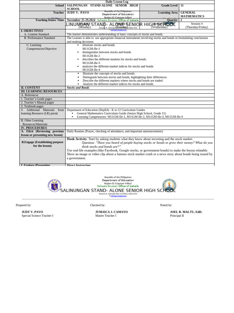 Week5q2 DLL GenMath (CatchUp) | PDF | Curriculum | Learning