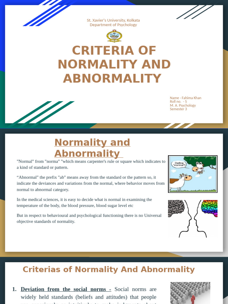 Criteria of Normality and Abnormality | PDF | Mental Disorder | Major Depressive Disorder