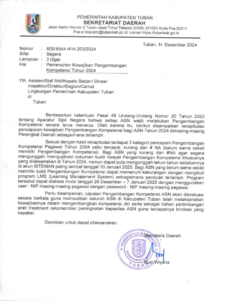 Surat Badan Kepegawaian Dan Pengembangan Sumber Daya Manusia ...