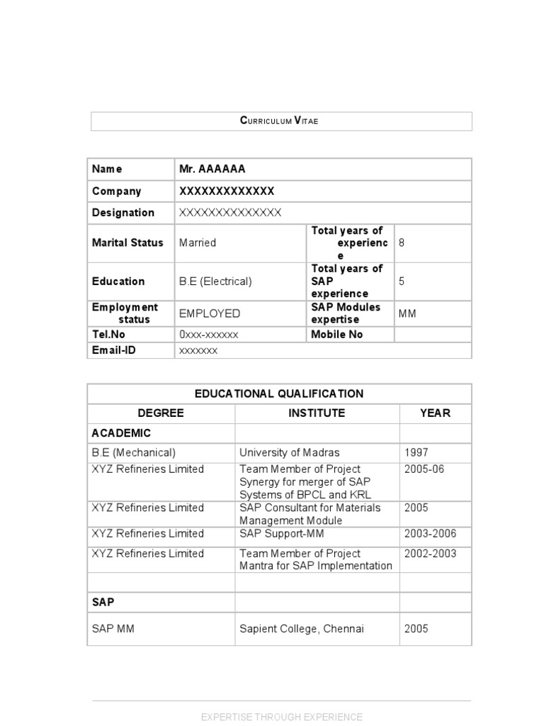 CV Format Faculties | PDF