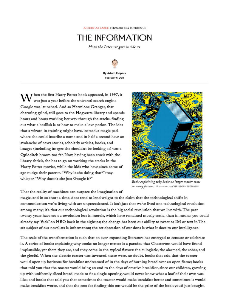 How The Internet Gets Inside Us - The New Yorker | PDF | Printing Press ...