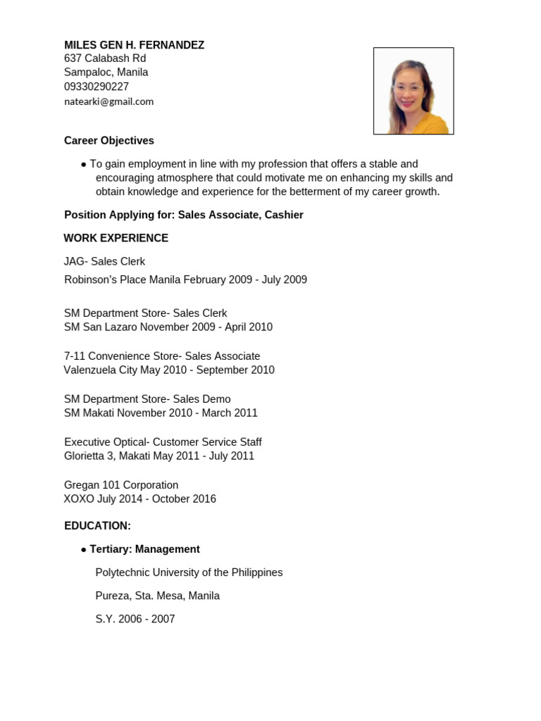 Fernandez Resume 4 | PDF