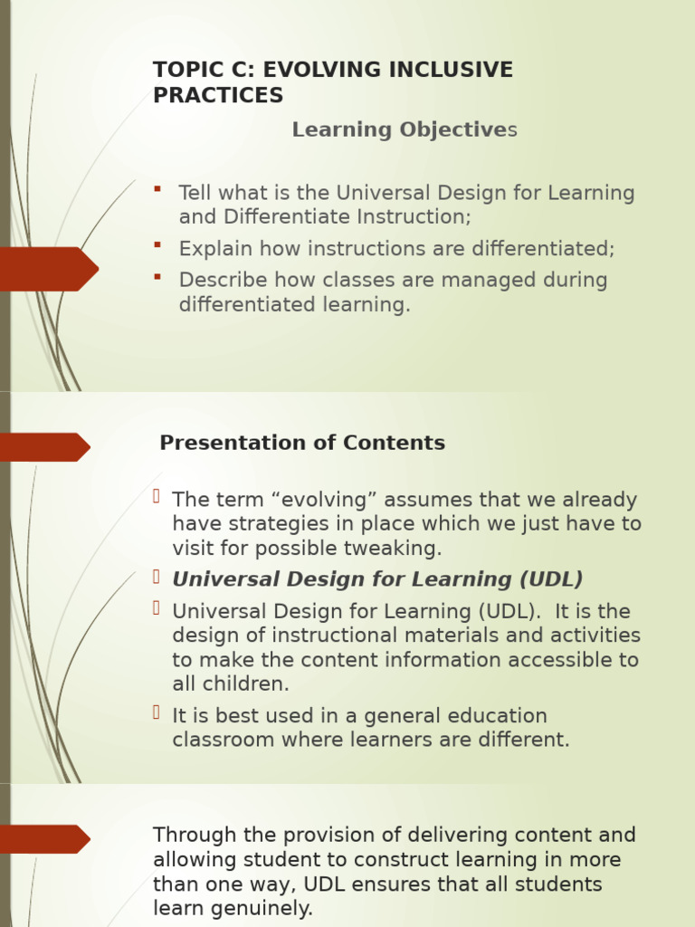 Inclusive Practices in Education: UDL & DI | PDF | Differentiated ...