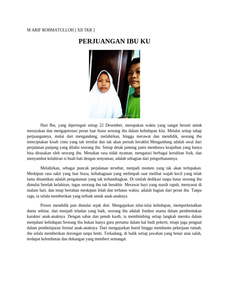 Cerita Sejarah Tema Ibu ARIF XII TKR | PDF