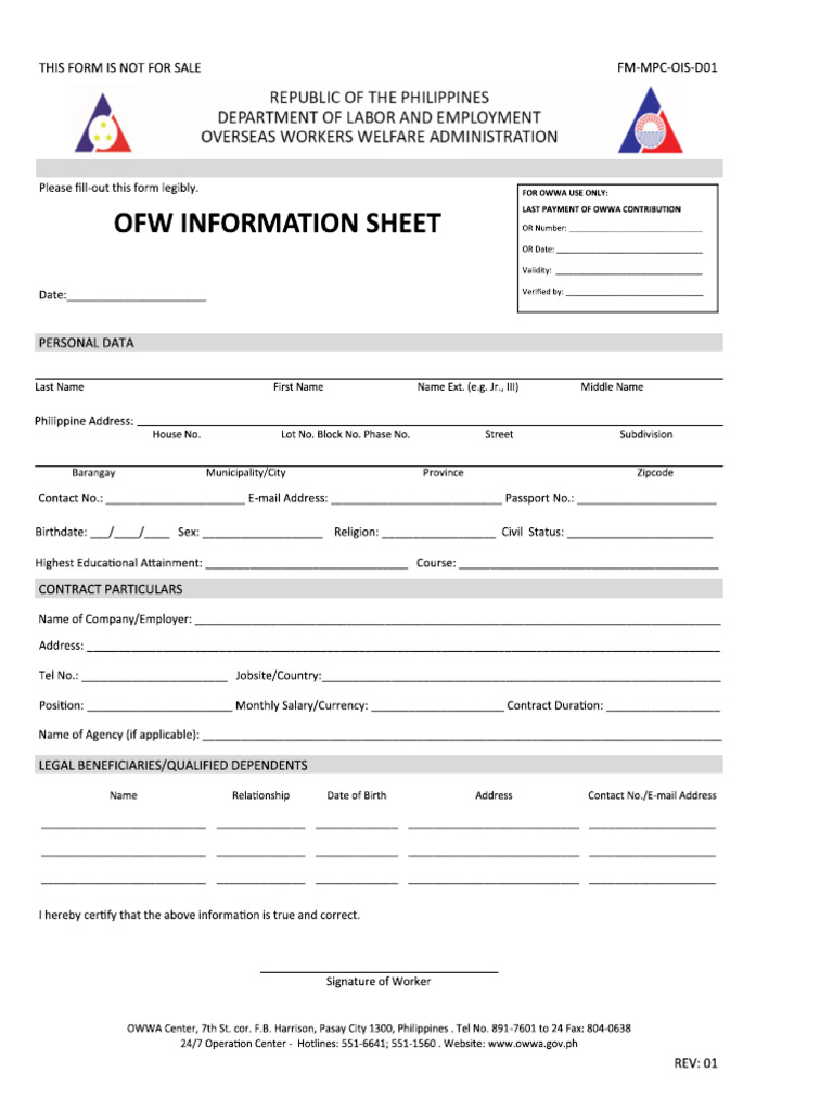 OWWA Form | PDF