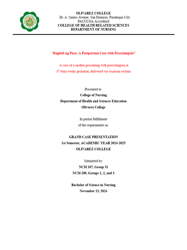 Grand Case Pres For Ob Revision | PDF | Childbirth | Human Pregnancy