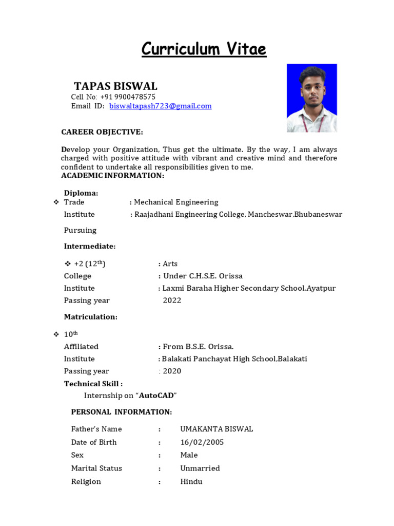TAPAS BISWAL CV | PDF