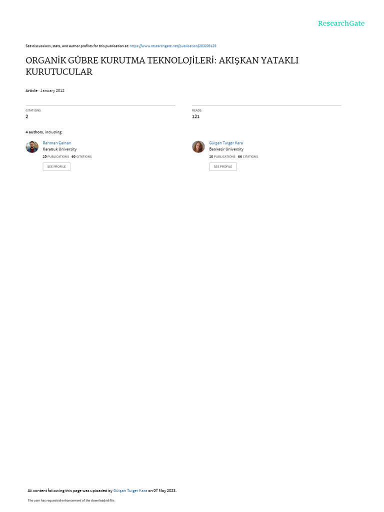 Organik Gübre Kurutma Teknolojileri | PDF