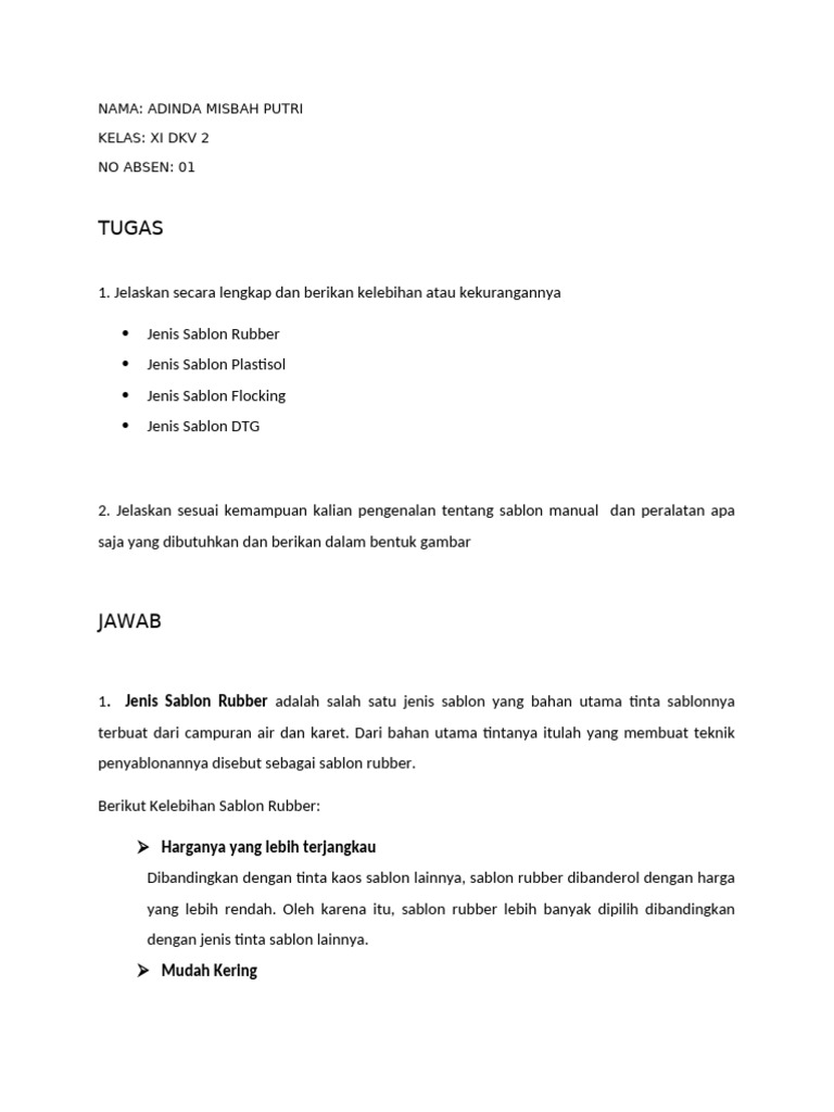 Kelebihan dan Kekurangan Jenis Sablon | PDF