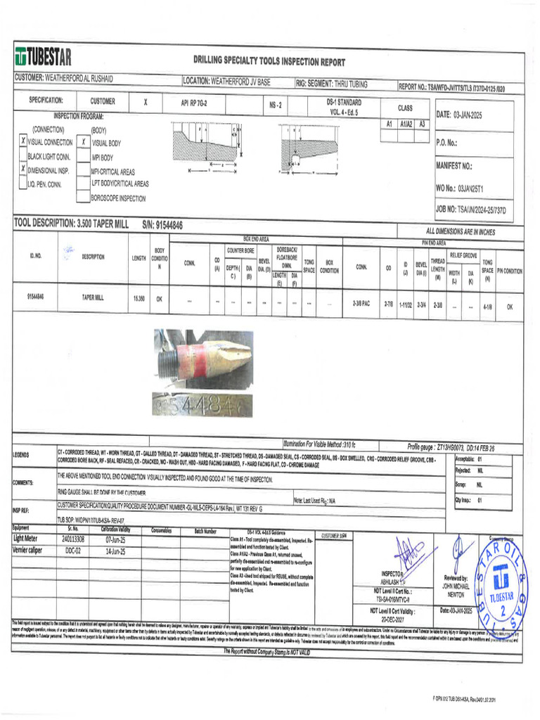 020 JN737D 3.500 Taper Mill 91544846 | PDF