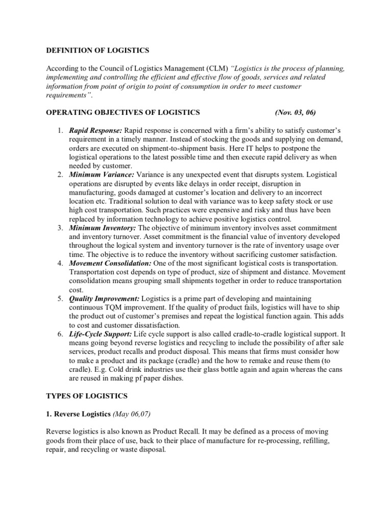 Logistic Notes | Download Free PDF | Logistics | Intermodal Freight ...