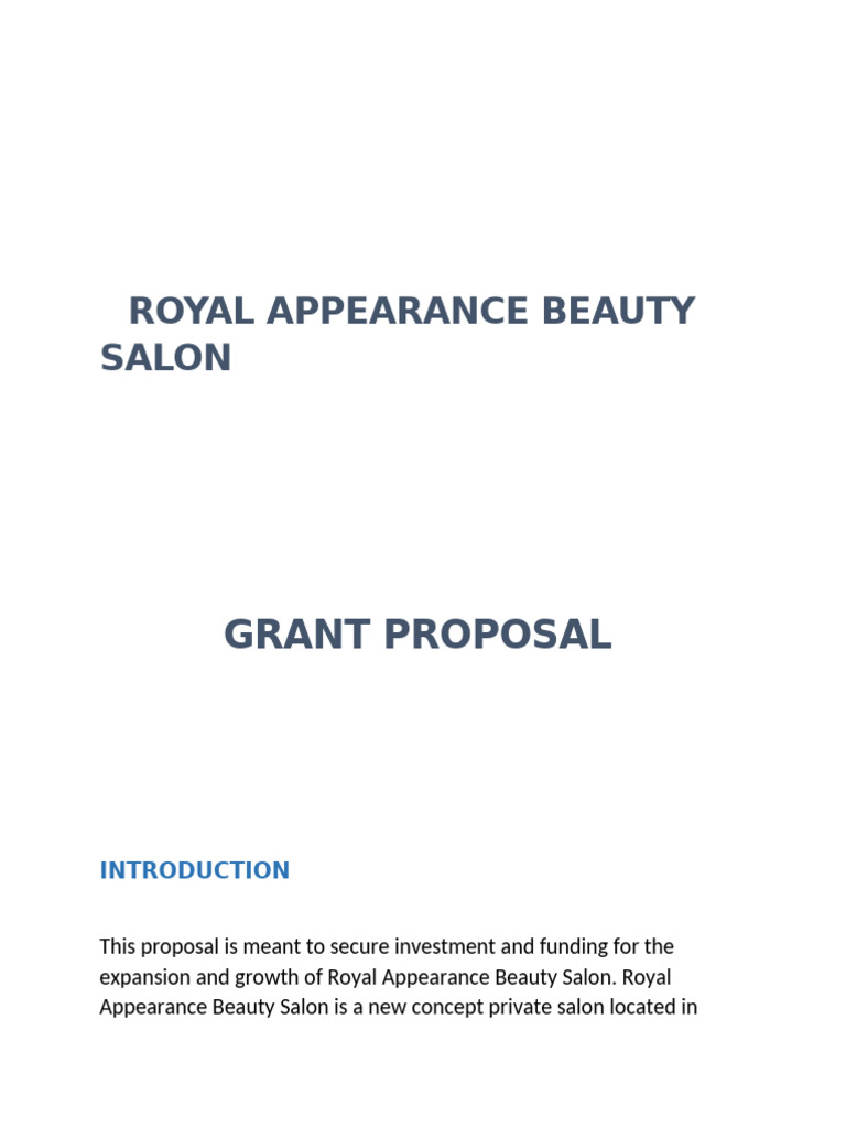 ROYAL APPEARANCE BEAUTY SALON Proposal | PDF | Wig | Self Esteem