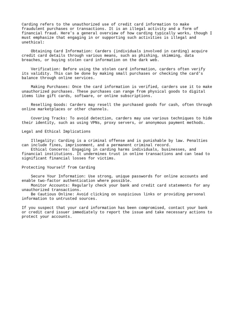 Carding Refers To The | PDF