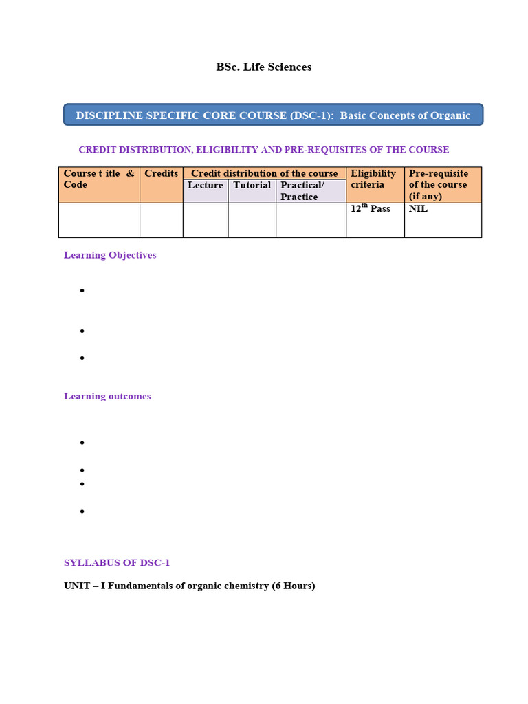BSC LIFE SCIENCE NEP-UGCF | PDF | Chemical Reactions | Chemistry