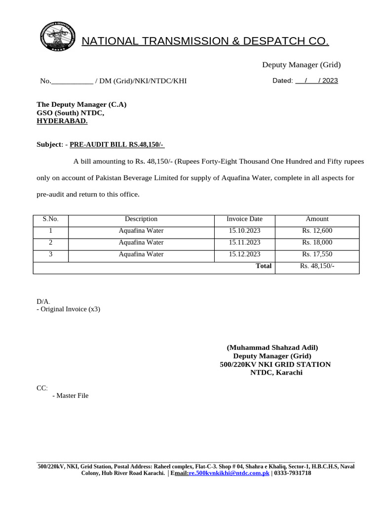 Pre Audit BIll | PDF