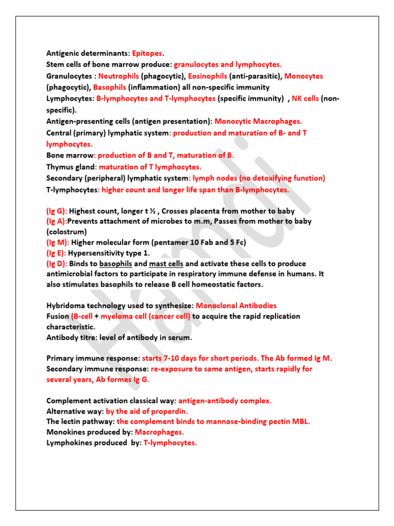 Immunology and Chemotherapeutics Important Points | PDF | Vaccines | Antibody