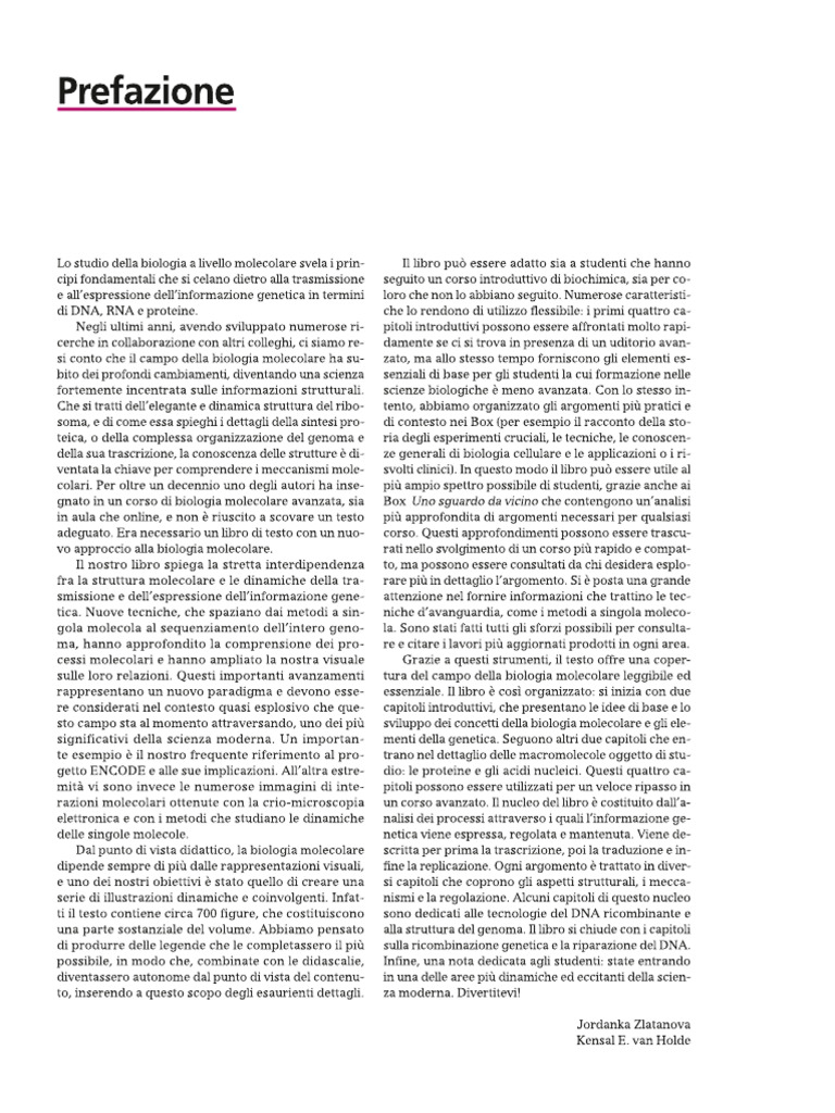 Biologia Molecolare Struttura e Dinamica Di Genomi e Proteomi Con | PDF