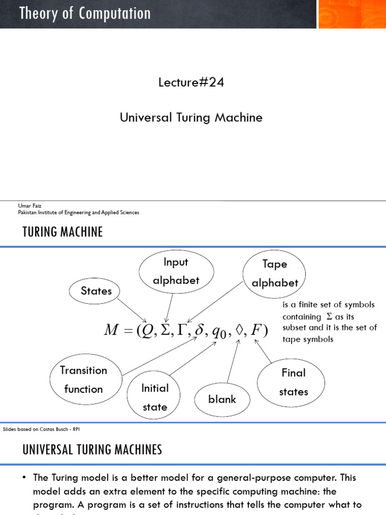 Lecture#24-Universal Turing Machine | PDF | Numbers | Rational Number