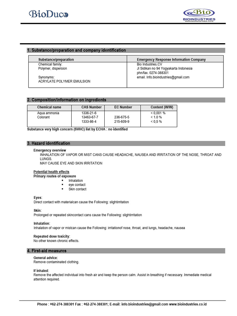 bio_msds_bioduco_wood_putty | PDF | Workplace | Working Conditions