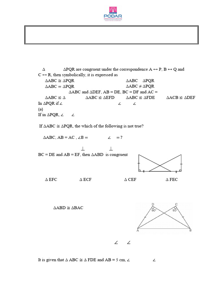 1731909622323.QP - CB - IX - Math - CH 7 - Triangles 1 | PDF | Triangle | Classical Geometry