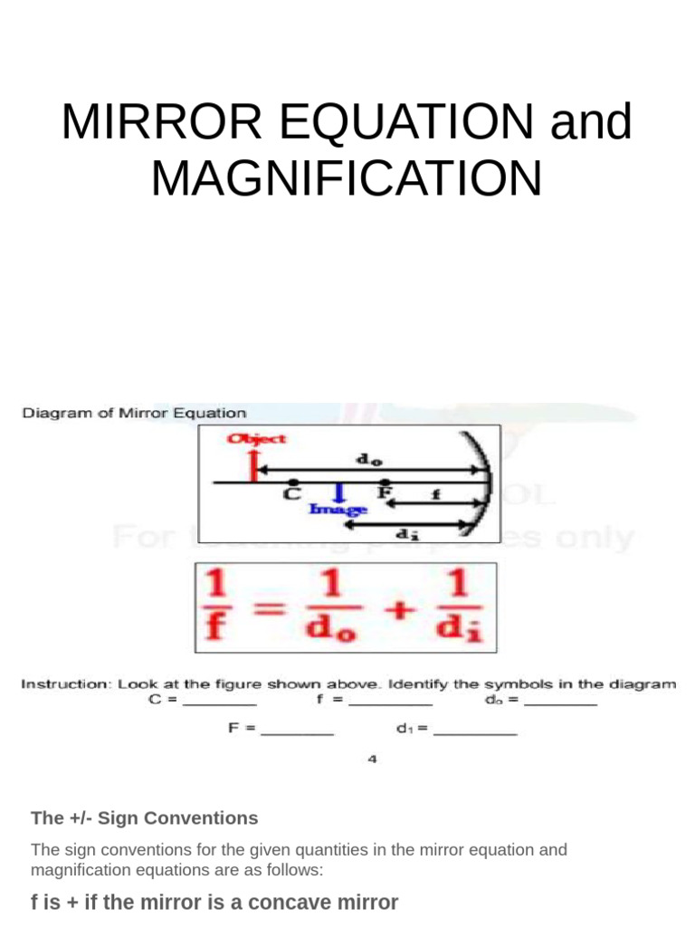 Mirror Equation and Magnification | PDF