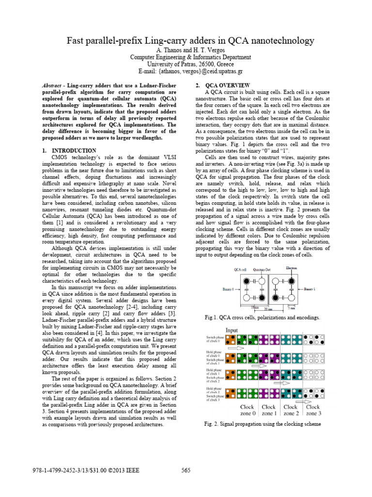 23.parallel Prefix adders-QCA | PDF | Logic Gate | Digital Electronics