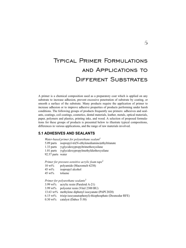 Primer Formulation For Various Applications | PDF | Building Materials ...