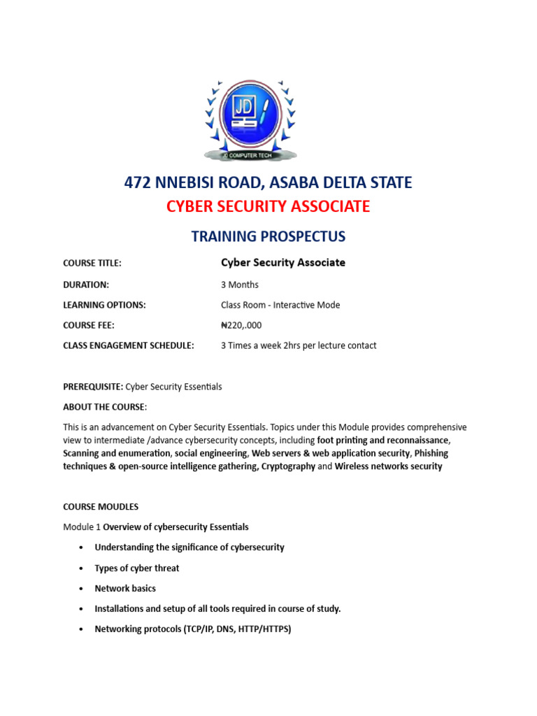 CYBER SECURITY PROSPECTUS ASSOCITE | PDF | Security | Computer Security