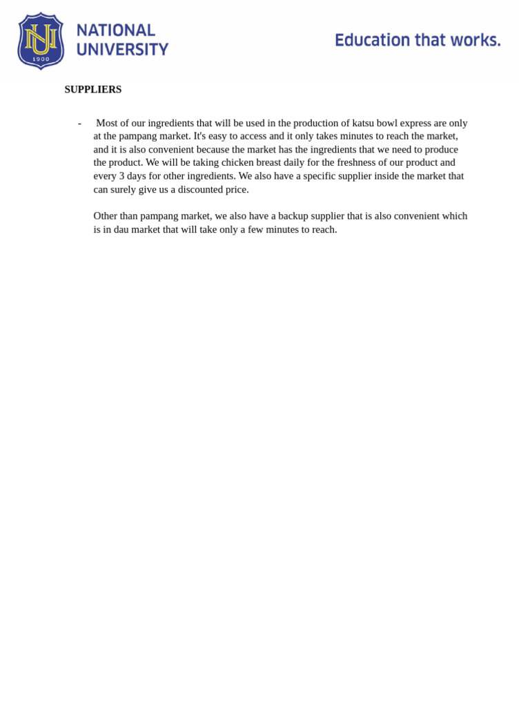 Supplier Busplan | PDF