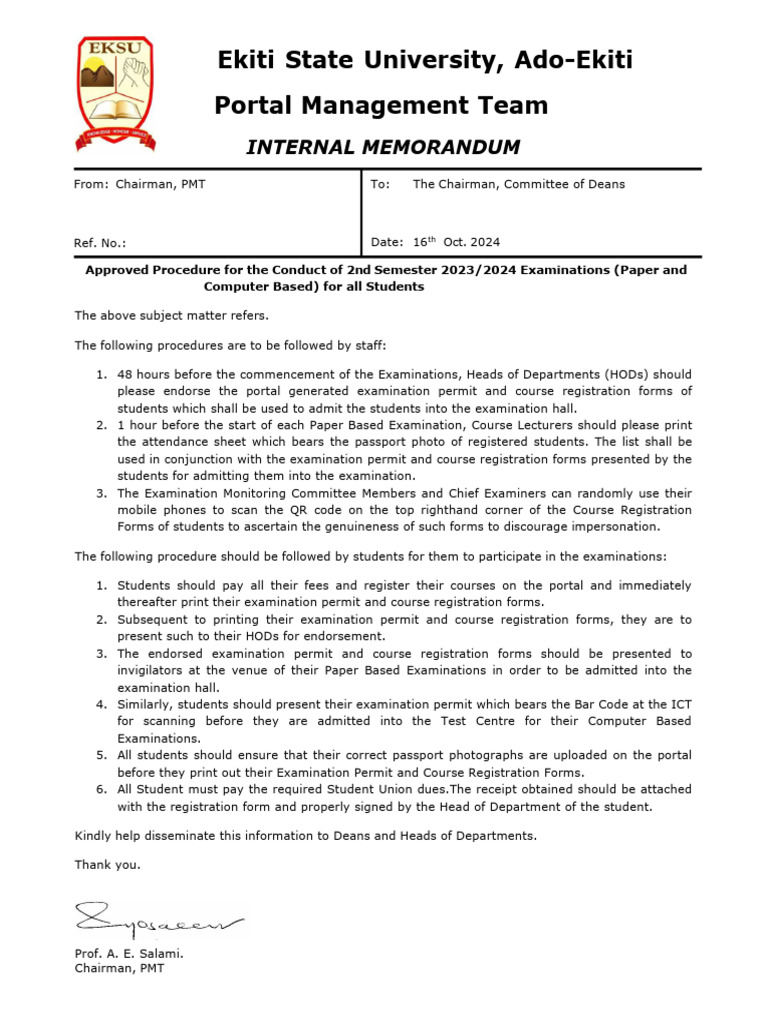 Procedure For Examination. | PDF