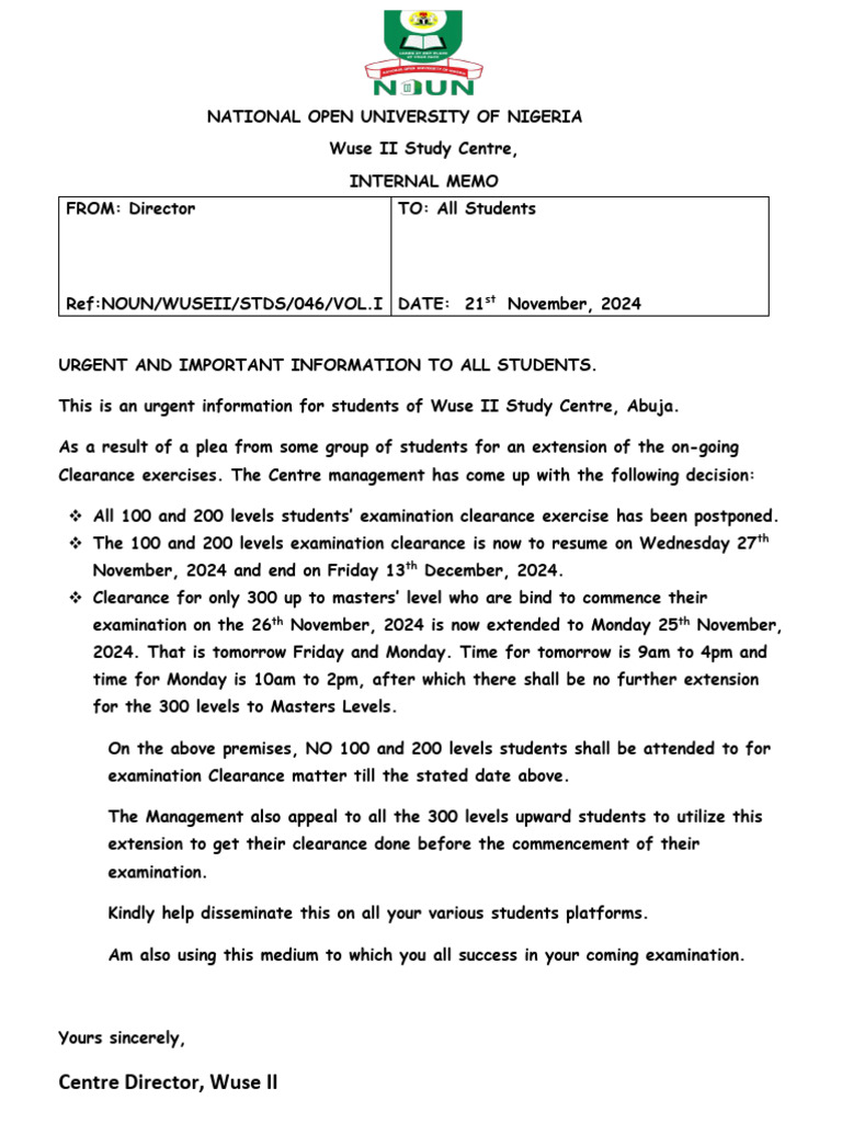 STUDENT EXAM MEMO | PDF