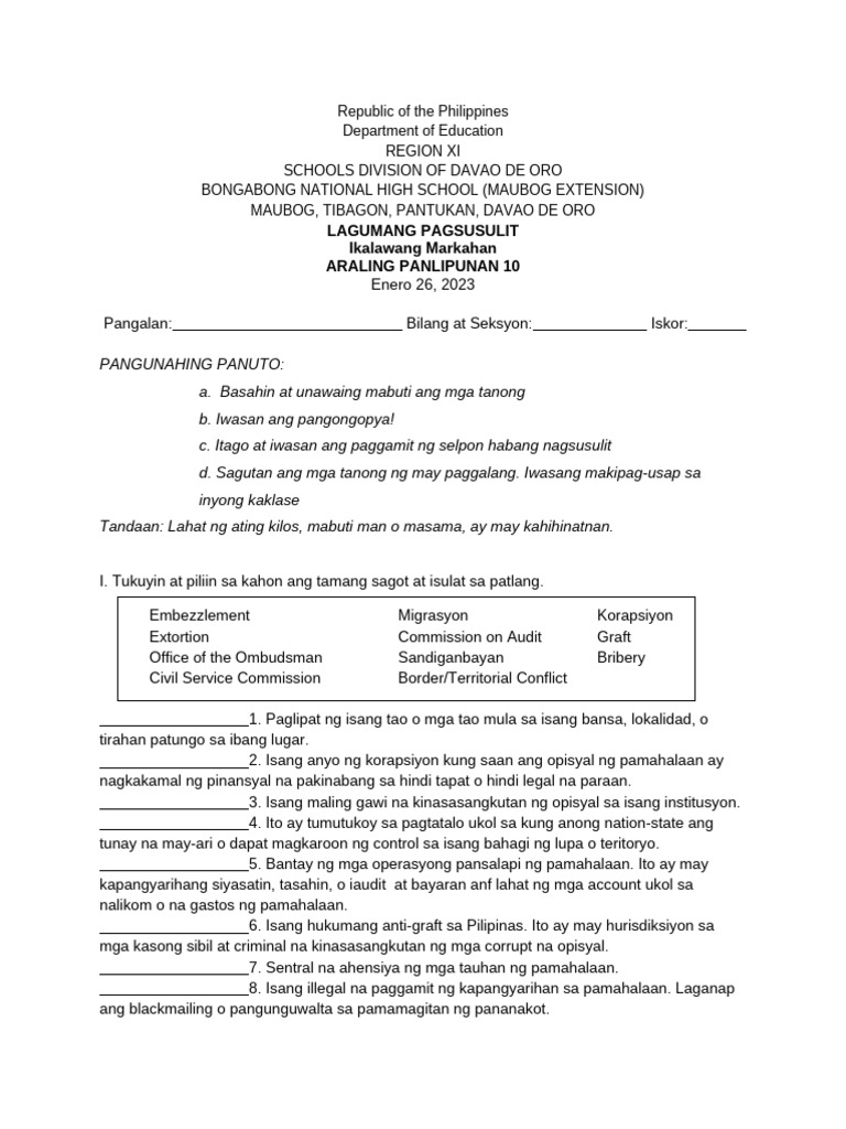 Summative Ap10 | PDF