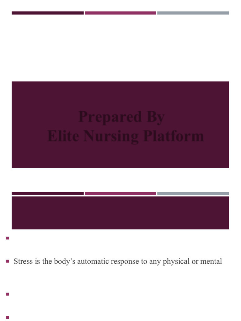 Unit XI Stress & Coping Complete Slide by Elite Nursing Platform | PDF | Stress (Biology) | Anxiety