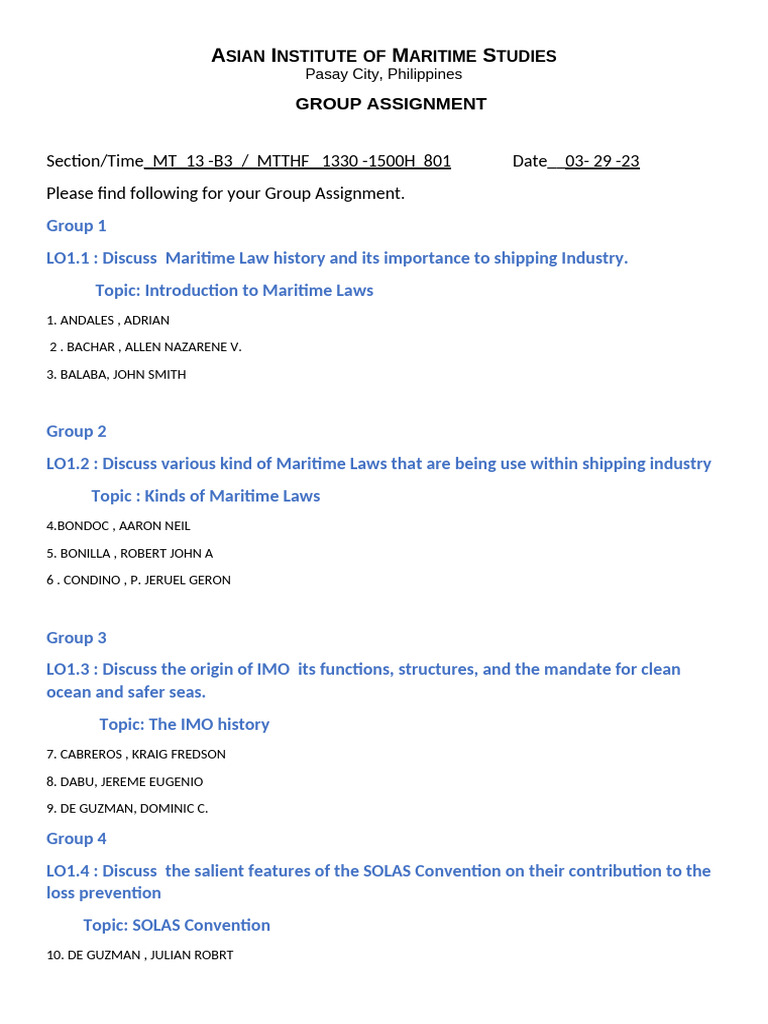 MARLAW MT 13 B3 Group Assigment | PDF | Admiralty Law | Law Of The Sea