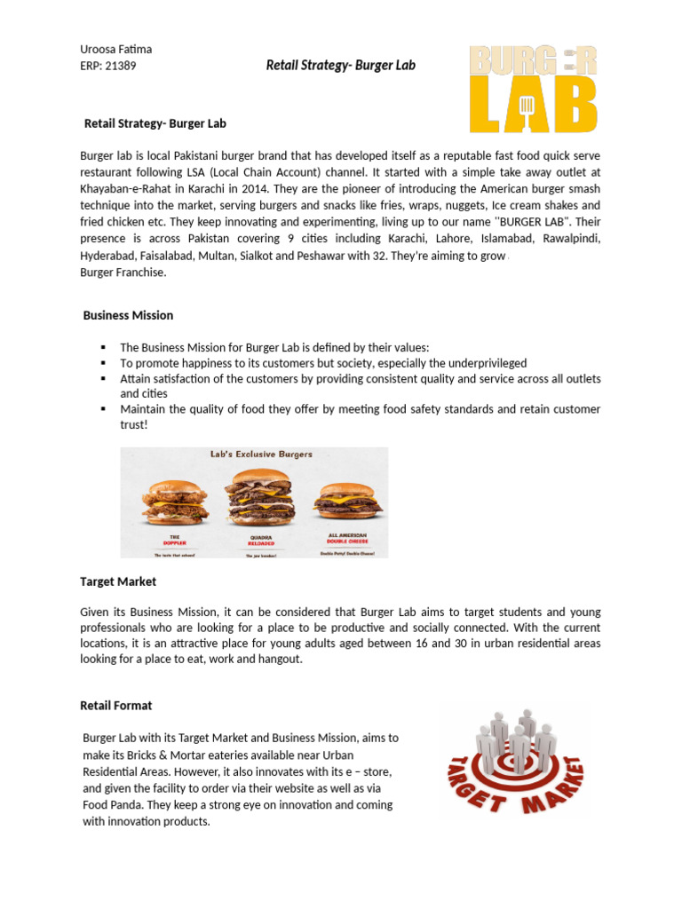 Uroosa Fatima - 21389 - Retail Strategy Burger Lab | PDF | Hamburgers ...
