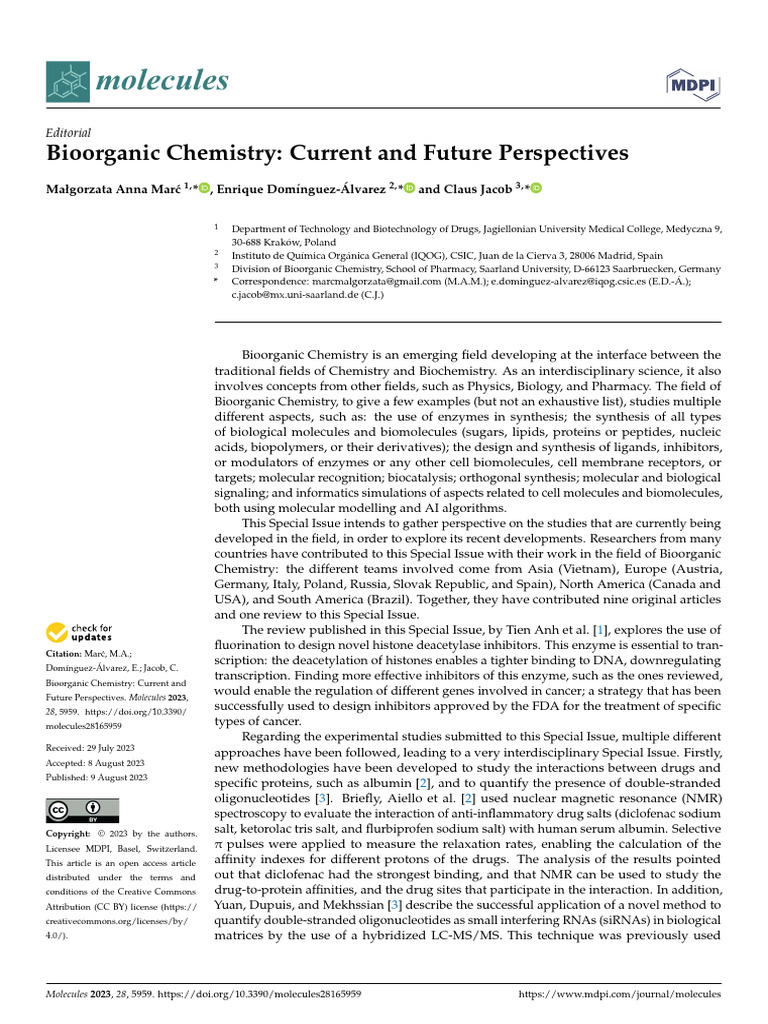 Bioorganic Chemistry - Current and Future Perspectives | PDF ...