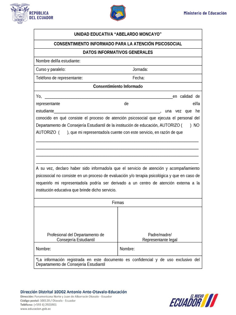 Consentimiento Informado Abordaje DECE | PDF