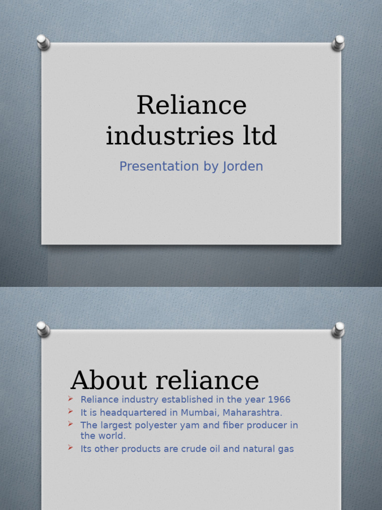 Reliance Industries LTD Presentation | PDF