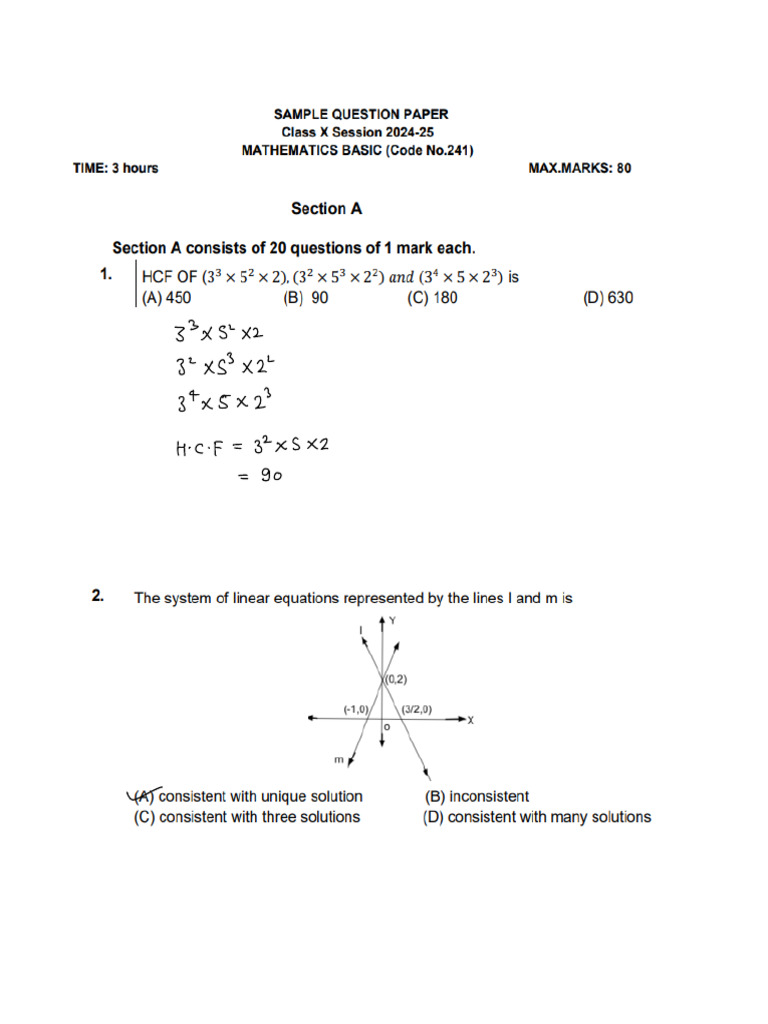10th Maths Cbse 2025 Papers New | PDF