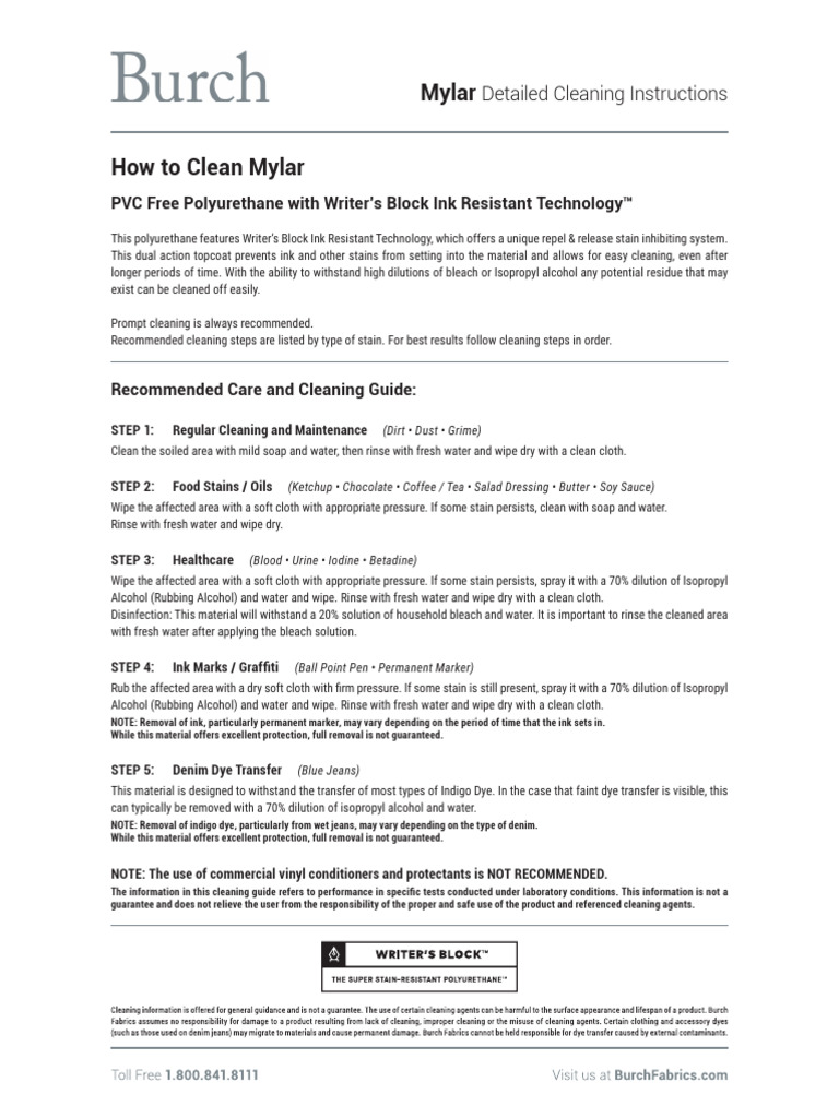 Mylar Cleaning Instructions | PDF | Jeans | Dye