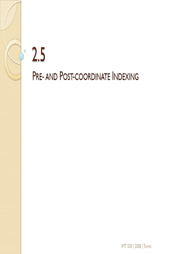 2.5 Pre - and Post-Coordinate Indexing | PDF | Search Engine Indexing ...