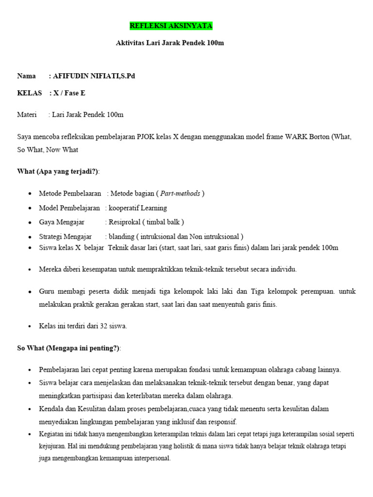 REFLEKSI AKSINYATA - Afif | PDF