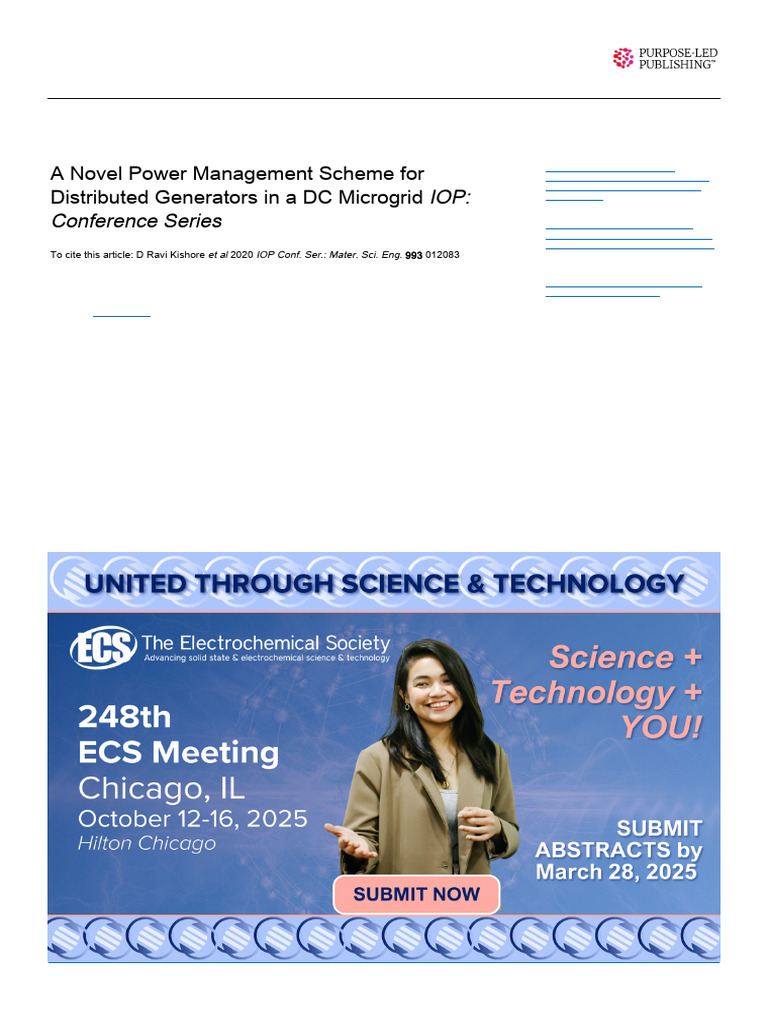A Novel Power Management Scheme For Distributed Generators in A DC Microgrid | PDF | Electrical ...