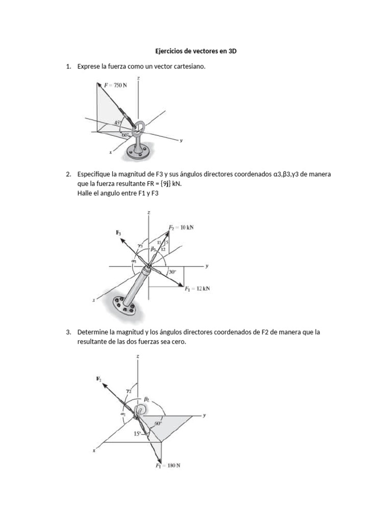 Ejercicios de Vectores en 3D | PDF
